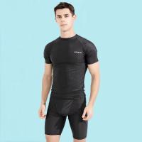 China Sharkskin Males Wearing 2 Piece Swimsuits Boxer Mens Two Piece Swim Sunscreen for sale