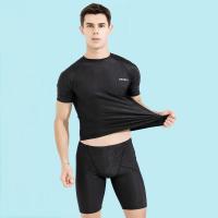 China Sharkskin Males Wearing 2 Piece Swimsuits Boxer Mens Two Piece Swim Sunscreen for sale