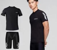 China Solid Color Two Piece Mens Swimsuit Anti Embarrassment Mens 2 Piece Swim Set for sale