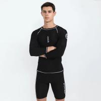 China Long Sleeve Mens Two Piece Swimsuit Sunscreen Quick Drying Men Swimming Suit for sale