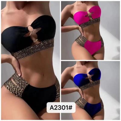 China Swimming Suits Bikini Steel Backless Europe Sexy Factory Direct Supply High Waist  Miss Hard Wearing for sale