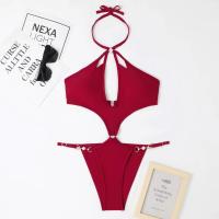 China Nylon Glitter Cloth Sexy Bikini Briefs Nylon Glossy Fabric Split Swimsuit summer bikini 2023 new style swimwear women for sale