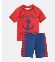 China Lively Boys Swimwear Sets Blue Split Outdoor Short Sleeve Boy Swimsuit for sale