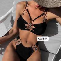 China Swimming Suits Bikini Sexy Strength Abrasion Resistance High Elastic Backless  Miss Black Sexy Waterproof for sale