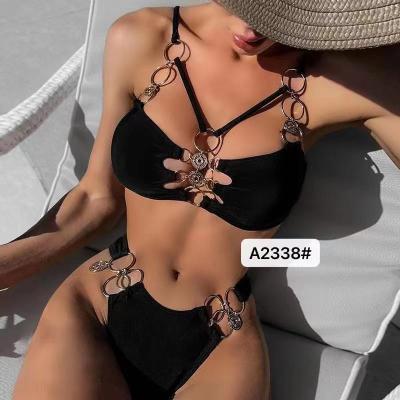 China Swimming Suits Bikini Sexy Strength Abrasion Resistance High Elastic Backless  Miss Black Sexy Waterproof for sale