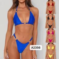 China Swimming Suits Bikini Sexy Strength Abrasion Resistance High Elastic Blue Backless Bikini miss for sale