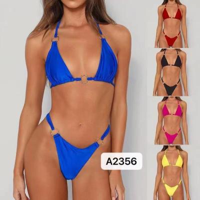 China Swimming Suits Bikini Sexy Strength Abrasion Resistance High Elastic Blue Backless Bikini miss for sale