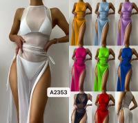 China Sexy 3 Piece Bikini Set Strength Abrasion Resistance Three Piece Swimsuit High Elastic for sale