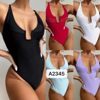 China Abrasion Resistance Ladies One Piece Swimsuit Solid Color Womens 1 Piece Swimwear for sale