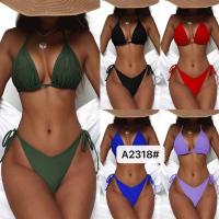China Nylon Swimming Suits Bikini  In Stock Backless Pure Color Comfortable Fashion The New Type Europe for sale