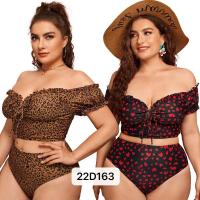 China Polyamide Large Size Ladies Swimwear Leopard Neck Split Plus Size Bathing Suits for sale