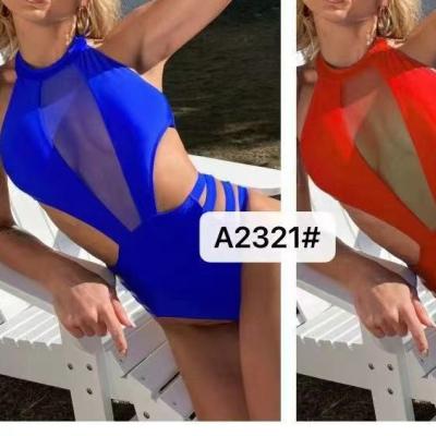 China Ladies One Piece Swimsuit Solid Color Factory Direct Supply High Waist  Miss Hard Wearing The New Type for sale