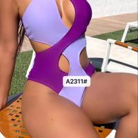 China Purple Ladies 1 Piece Swimsuits Sexy One Piece Swimsuit High Waist for sale