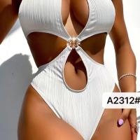 China Sexy One Piece Bathers Womens Solid Color High Waist 1 Piece Suit Ladies for sale