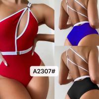 China Ladies One Piece Swimsuit Solid Color Factory Direct Supply High Waist  Miss Hard Wearing The New Type for sale