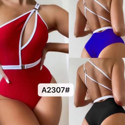 China Ladies One Piece Swimsuit Solid Color Factory Direct Supply High Waist  Miss Hard Wearing The New Type for sale