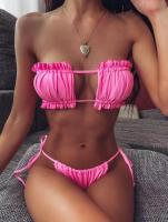 China Sexy Chain Swimming Suits Bikini Drawstring Elegant Sexy Bathing Suits For Women pink square shape bikini UPF50++ summer for sale