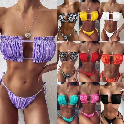 China Sexy Chain Swimming Suits Bikini Drawstring Elegant Sexy Bathing Suits For Women pink square shape bikini UPF50++ summer for sale