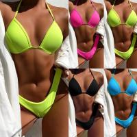 China Durable Swimming Suits Bikini Special Fabric Underwire Bathing Suits Split Tight for sale