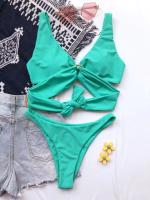 China Heart Chain Swimming Suits Bikini Fashion Solid Color Ladies Sexy Swimsuit Bikini for sale