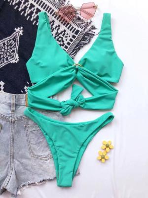 China Heart Chain Swimming Suits Bikini Fashion Solid Color Ladies Sexy Swimsuit Bikini for sale