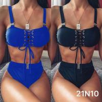 China Sexy Black White Bikini Bathing Suits Color Matching U Drag Women 2 Piece Bikini for sale