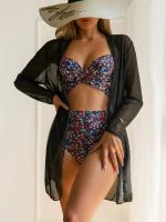 China Special Fabric Three Piece Swimwear Bikini Ladies Swimsuit 3 Piece for sale