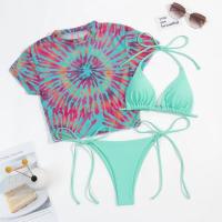 China Slim Bikini Three Piece Swimwear Tether Pleated Skirt Three Piece Bathing Suit for sale