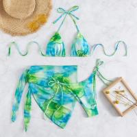 China Slim Bikini Three Piece Swimwear Tether Pleated Skirt Three Piece Bathing Suit for sale