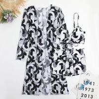 China Ladies Three Piece Swimwear Bikini Solid Color 3 Piece Swimsuit Floral Special Fabric for sale