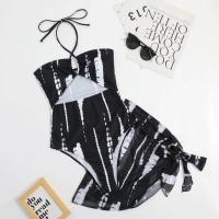 China black style swimwear two pieces ,Rainbow colour Sexy full Size Ladies Swimwear ,nylon fabric UPF 50++ for sale