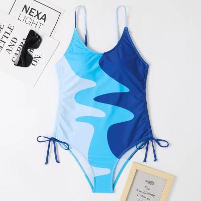 China one pieces ,Rainbow colour Sexy full Size Ladies Swimwear ,nylon fabric for sale