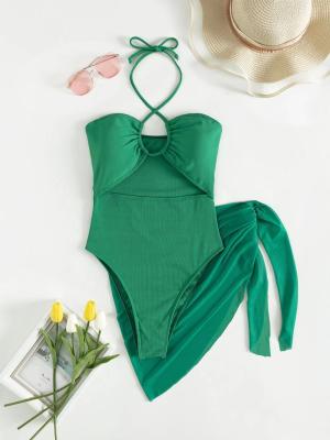 China Deep V 3 Piece Bathing Suit Set Backless Fashion Three Piece Beachwear Bikini Women'S Swimsuit for sale