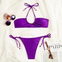 China Sexy purple  Bikini Bathing Suits Color Matching U Drag Women 2 Piece Bikini for sale