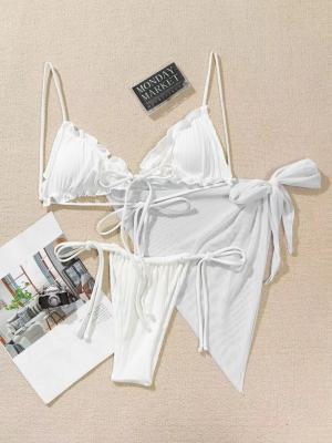 China UPF Function white  Bathing Suit Two Pieces Summer Bikini Nylon Fabric for sale