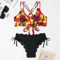 China Sexy Chain Swimming Suits Bikini Drawstring Elegant Sexy Bathing Suits For Women pink square shape bikini UPF50++ summer for sale
