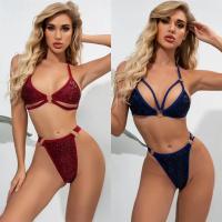 China swimming suit bikini  two Piece Swimsuit Backless Printed High Waist Triangle Women'S Swimsuit UPF 50++ polyamide fabric for sale