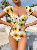 China one pieces ,flower colour Sexy full Size Ladies Swimwear ,nylon fabric for sale