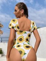 China one pieces ,flower colour Sexy full Size Ladies Swimwear ,nylon fabric for sale
