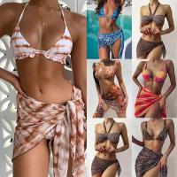China UPF 50++ Ladies Swimsuit  Skirt 3 Piece Swim Set Slim Green  M L XL  Polyamide for sale