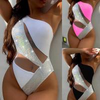 China Green Medium Thickness One Piece Ladies Swimsuit Sexy Backless High Elastic Comfortable Fashion Pure Color for sale