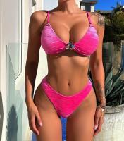 China Red Ruffles Swimming Suits Bikini Sexy Black Comfortable The New Type In Stock Moisture Permeable Durable High Elastic for sale