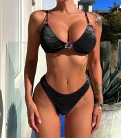 China Red Ruffles Swimming Suits Bikini Sexy Black Comfortable The New Type In Stock Moisture Permeable Durable High Elastic for sale