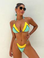 China Bandeau Floral Sexy Bikini Yellow Color Perfect for Summer Beach Vacation for sale