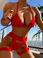 China Ladies' Sexy Three-Piece Swimwear High Elastic Blackless Fashion Europe Abrasion-Resistant  Asia Sexy Lady For Swimming for sale