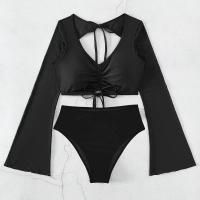 China Ladies' Sexy Two-Piece Swimwear High Elastic Blackless Fashion Europe Abrasion-Resistant  Asia Black Hollow Out for sale