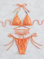 China Ruffles Striped Swimming Suits Bikini For Women/Girls Sexy Fashion Moisture Permeable Yellow Color for sale