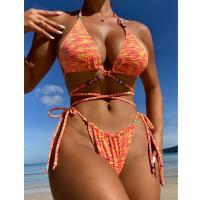 China Ruffles Striped Swimming Suits Bikini For Women/Girls Sexy Fashion Moisture Permeable Yellow Color for sale