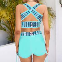 China Solid Bandeau Swimming Suits Bikini For Women Beachwear Swimwear Baby Blue Color Upf50++ for sale