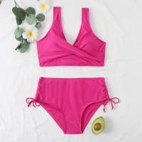 China Bandeau Swimming Suits Bikini Stylish Comfortable Beachwear for Women pure color red black fashion the new type for sale